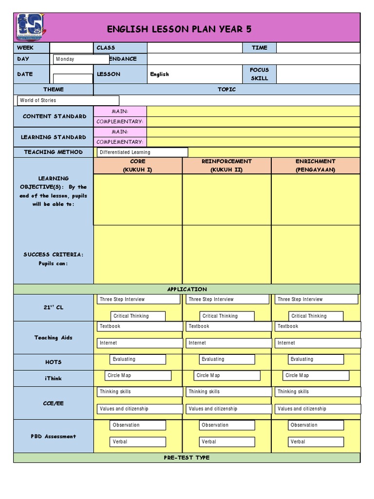 English Lesson Plan Year 5 | PDF | Critical Thinking | Cognition