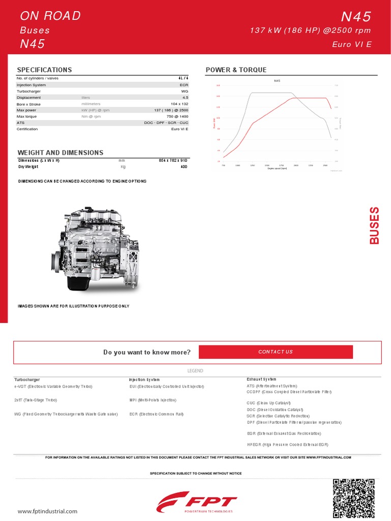 Buses N45 137 KW (186 HP) at 2500 RPM | PDF | Diesel Engine | Turbocharger