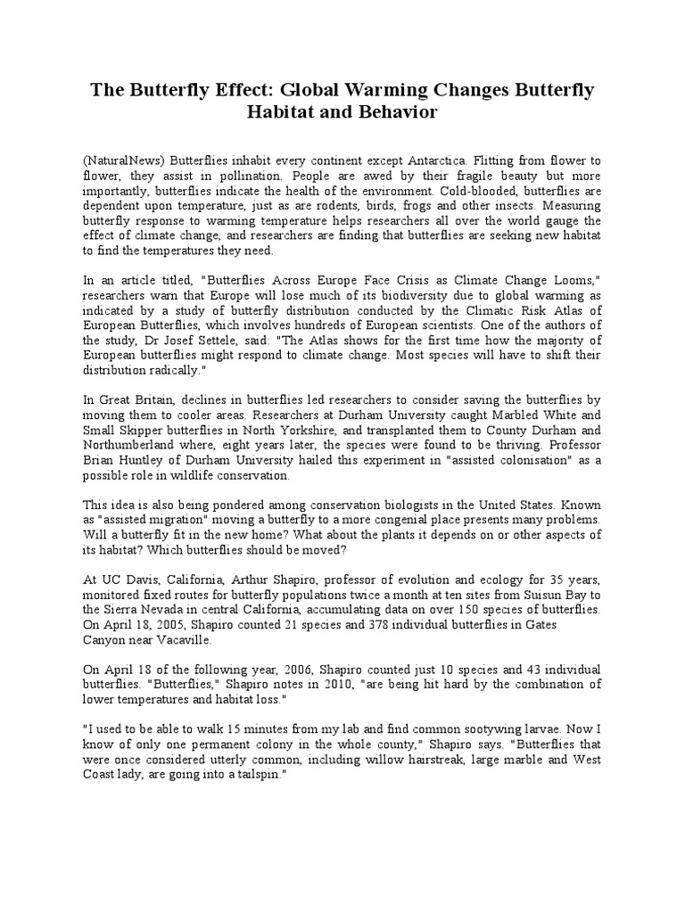 The Butterfly Effect | PDF | Conservation Biology | Climate Change