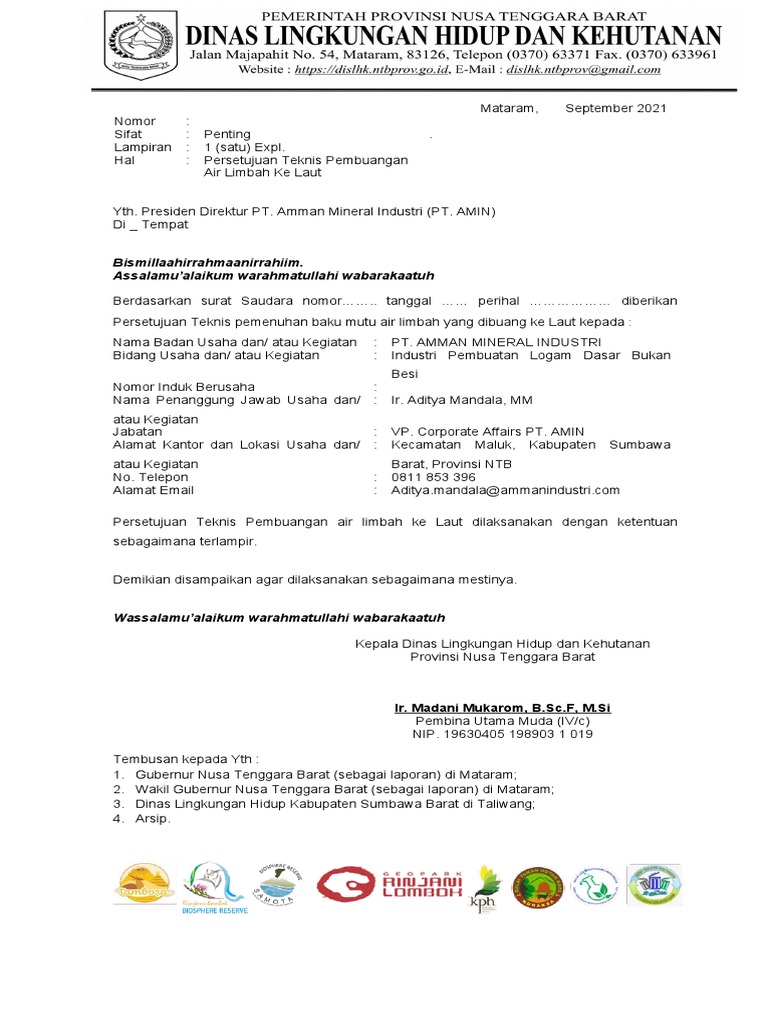 Draft PERTEK AIR LAUT AMIN | PDF