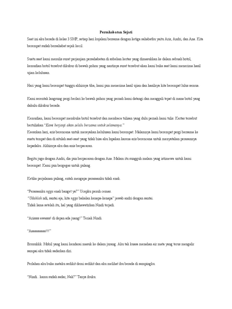 Cerpen Persahabatan Sejati | PDF