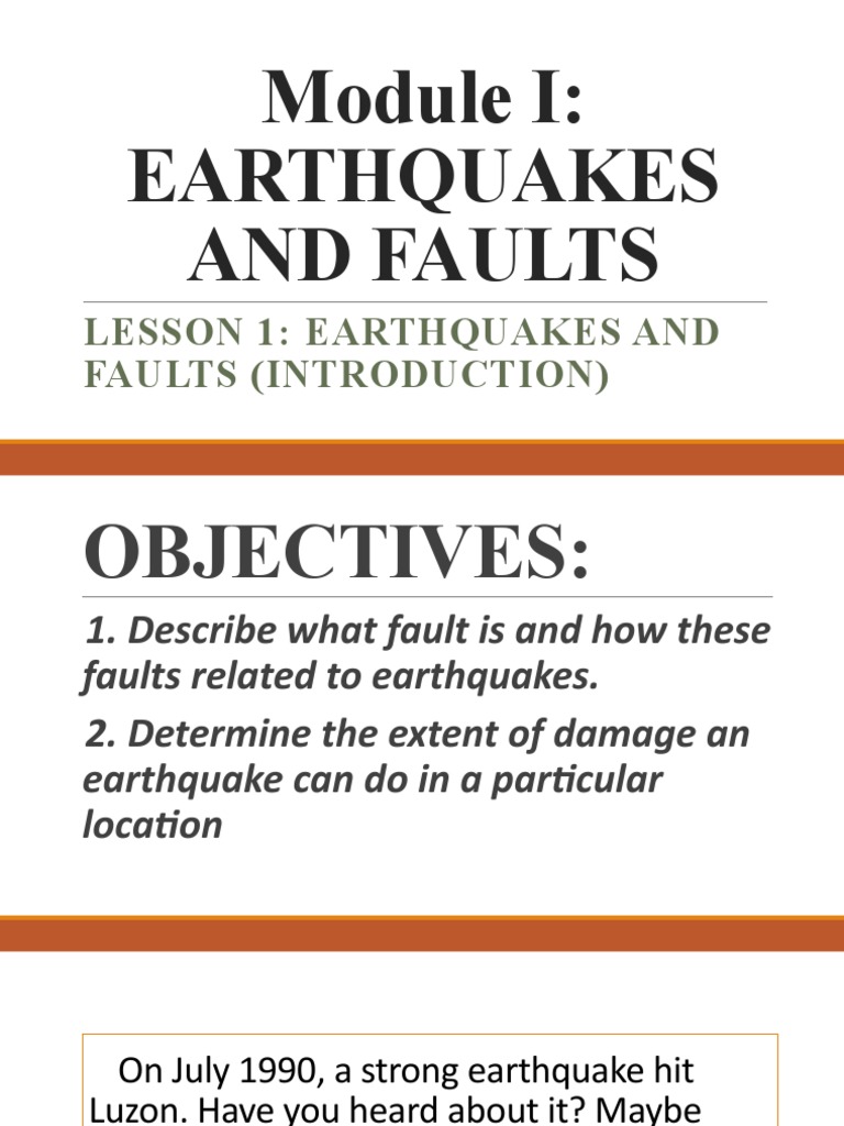 Lesson 1: Earthquakes and Faults (Introduction) | PDF | Earthquakes ...