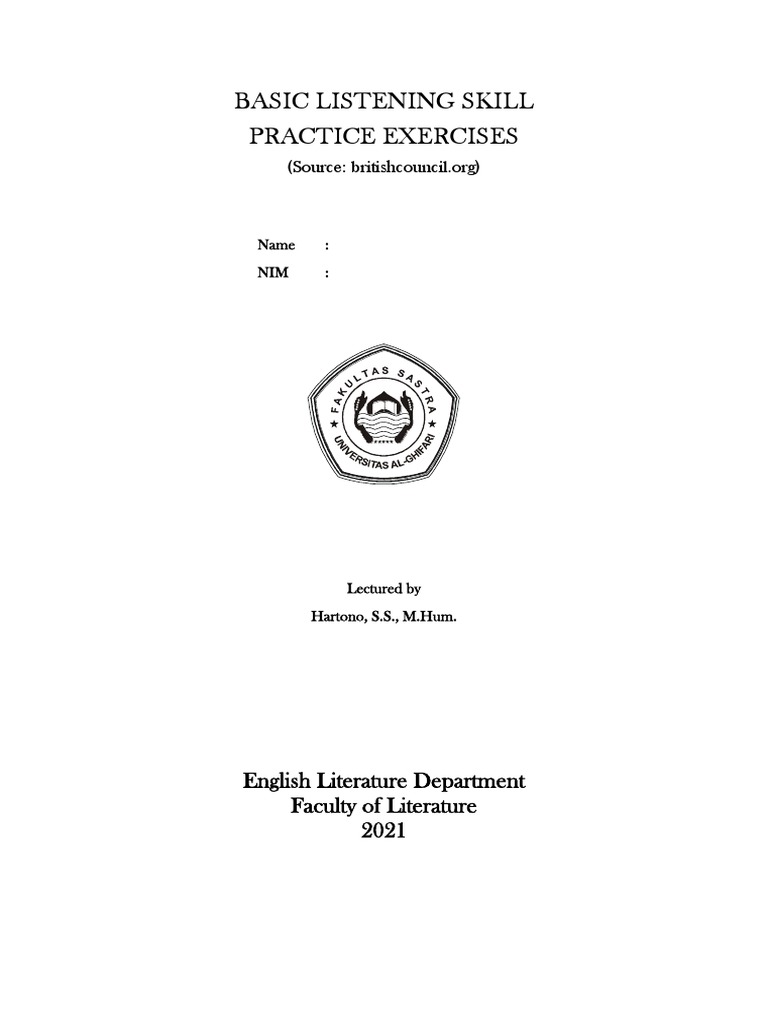 Basic Listening Skill Practice Exercises: English Literature Department ...