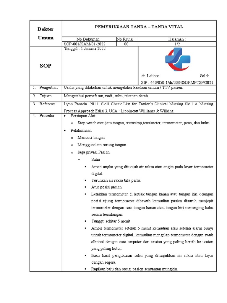 SOP Pemeriksaan TTV | PDF