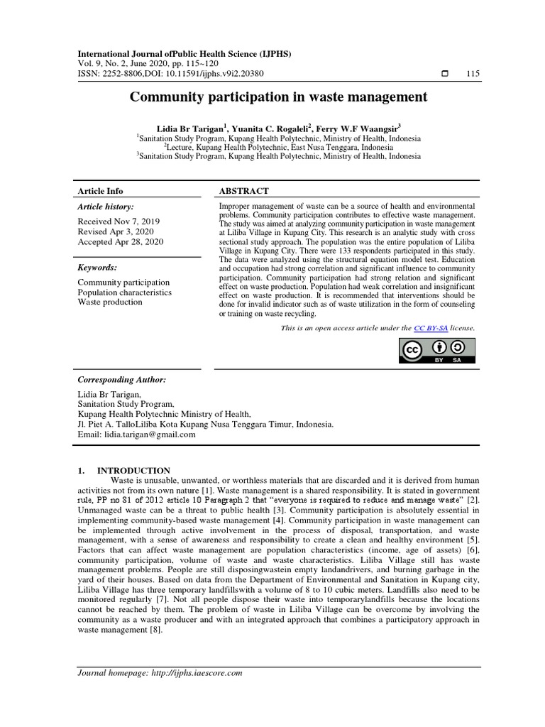 Community Participation in Waste Management | PDF | Waste Management ...