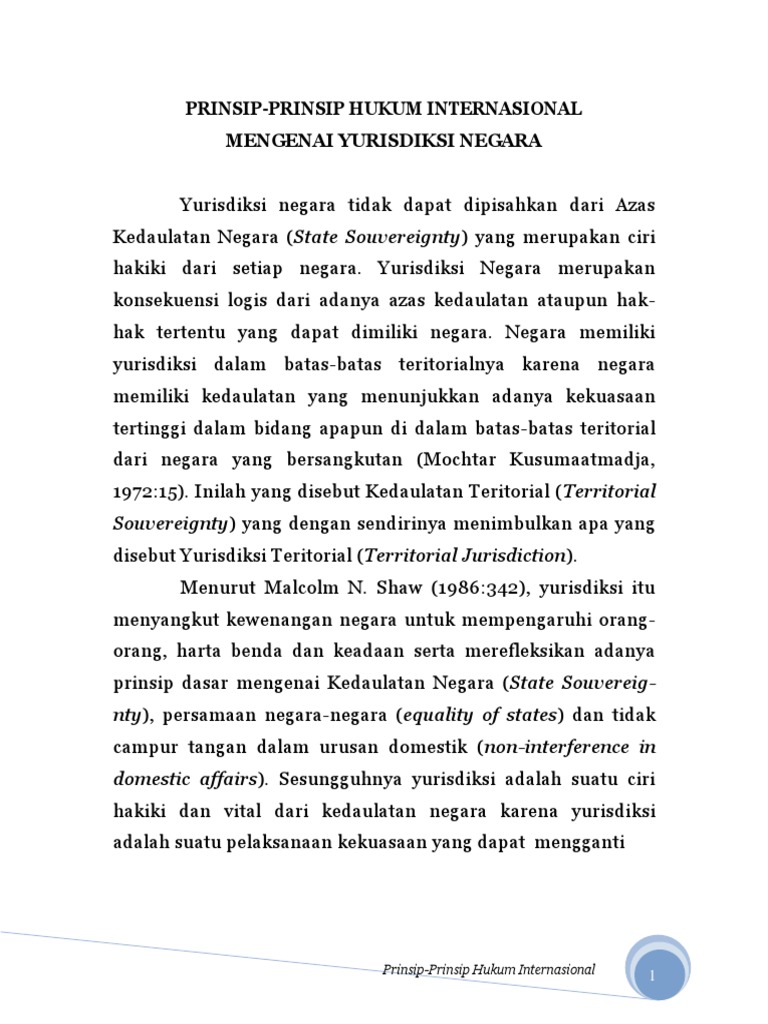Prinsip-Prinsip Hukum Internasional Mengenai Yurisdiksi Negara | PDF