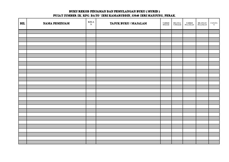 Buku Rekod Pinjaman Dan Pemulangan Buku | PDF