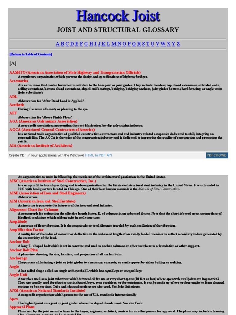 Steel Building Glossary Knowledge | PDF | Truss | Bending