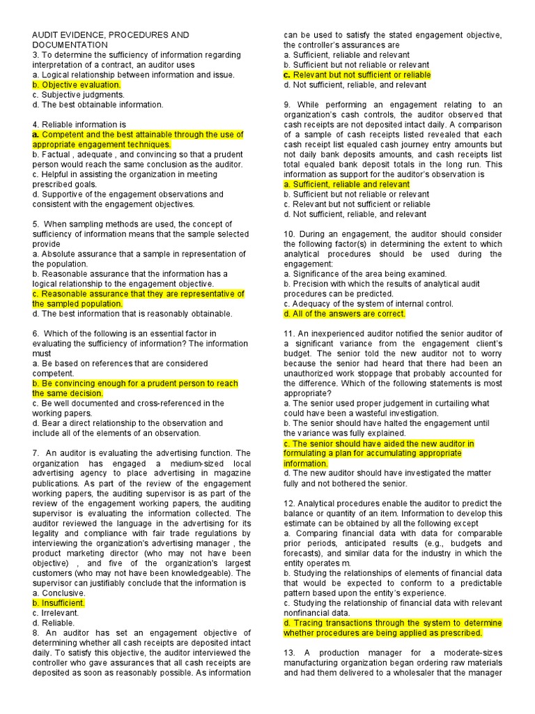 AUDITING Evidence Procedures | PDF | Audit | Internal Control