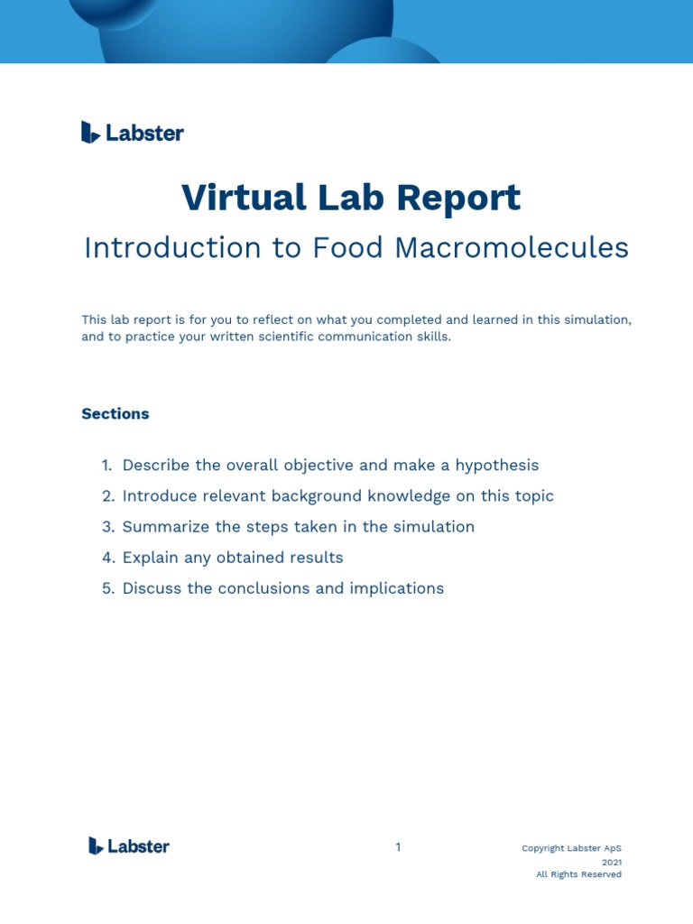 Virtual Lab Report: Introduction To Food Macromolecules | PDF ...