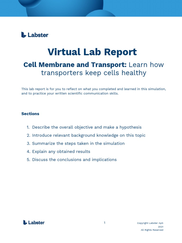 Virtual Lab Report: Cell Membrane and Transport: Learn How | Download ...