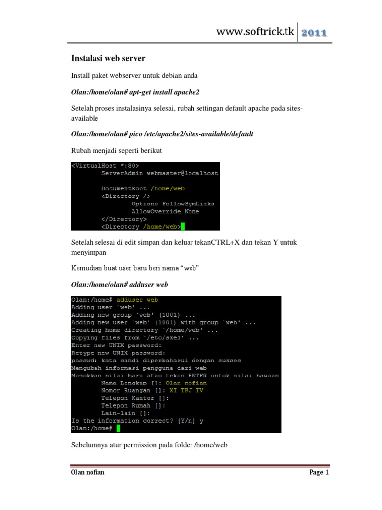 Panduan Instalasi Web Server Debian | PDF | Komputer