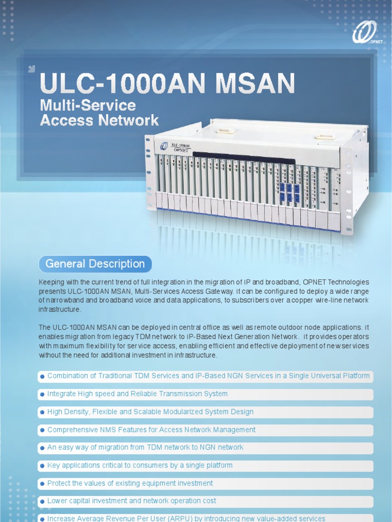 An Introduction to the ULC-1000AN MSAN, a Multi-Service Access Gateway ...