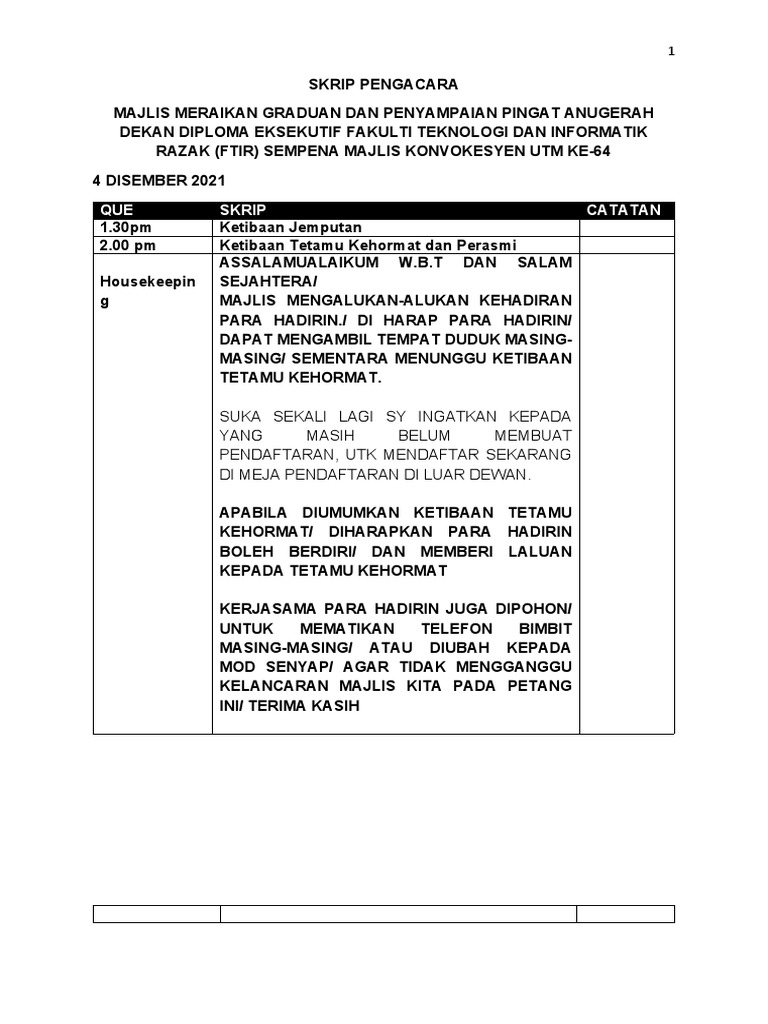 Majlis Meraihkan Graduan UTM 2021 | PDF