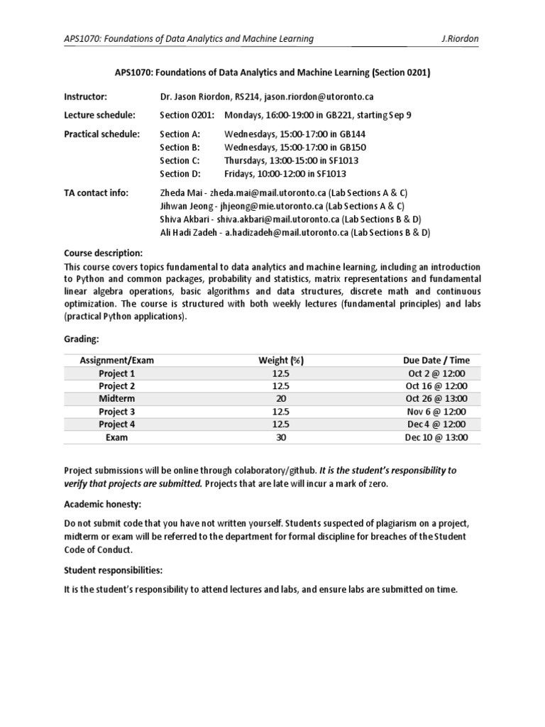 APS1070: Foundations of Data Analytics and Machine Learning J.Riordon | PDF | Principal ...