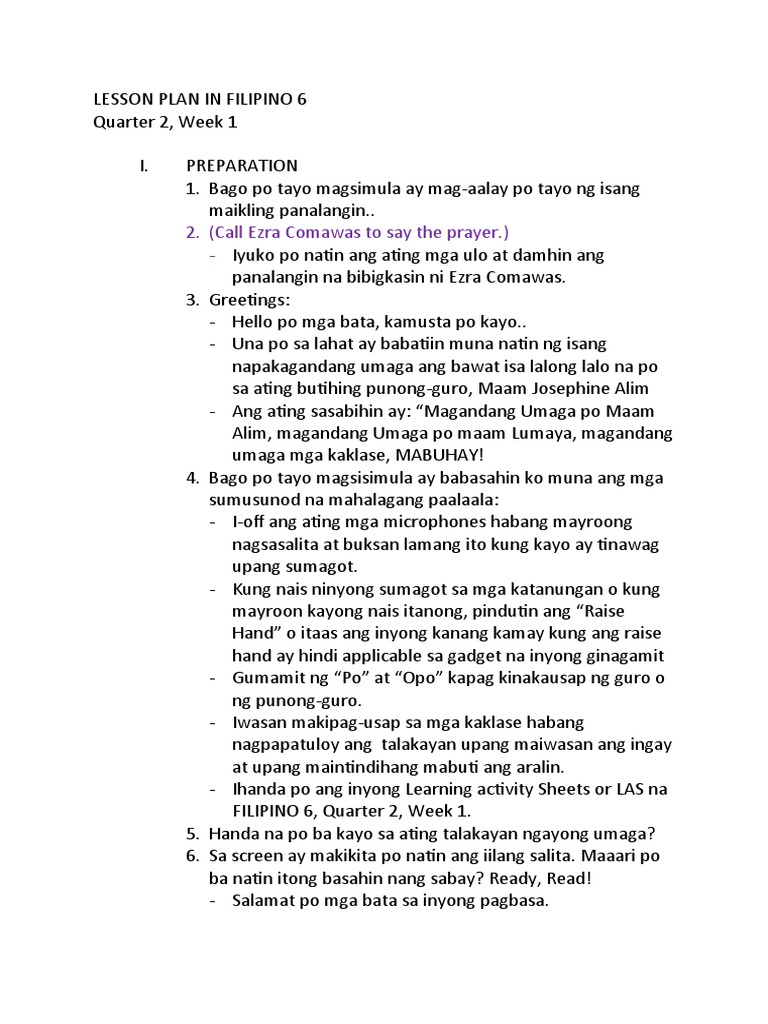 Lesson Plan in Filipino 6 | PDF