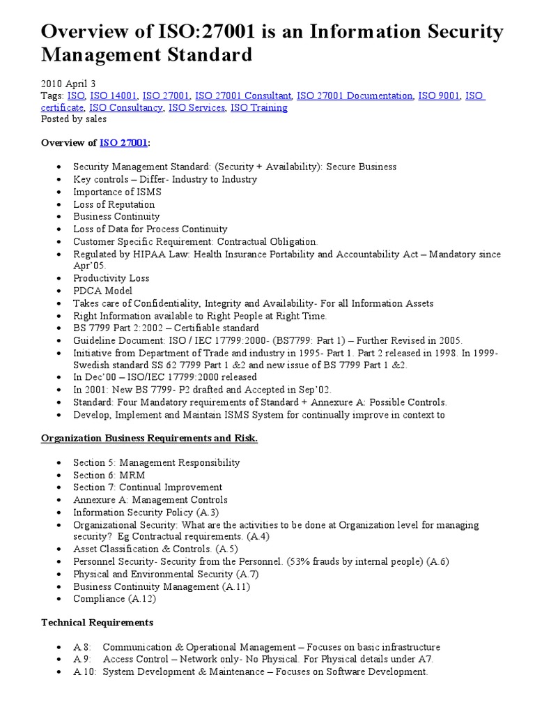 Overview of ISO 27K | PDF | Threat (Computer) | Vulnerability (Computing)