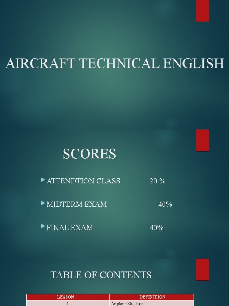 Aircraft Technical English | PDF | Technology & Engineering