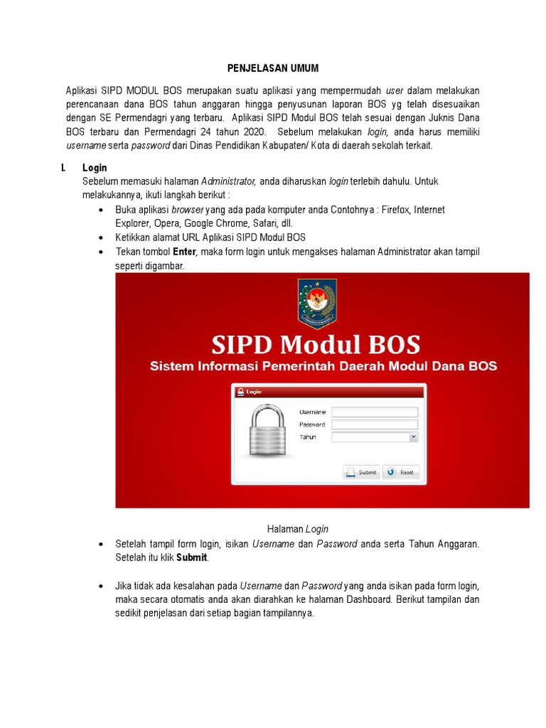MANUAL BOOK SIPD Modul BOS USER SEKOLAH SD SMP | PDF