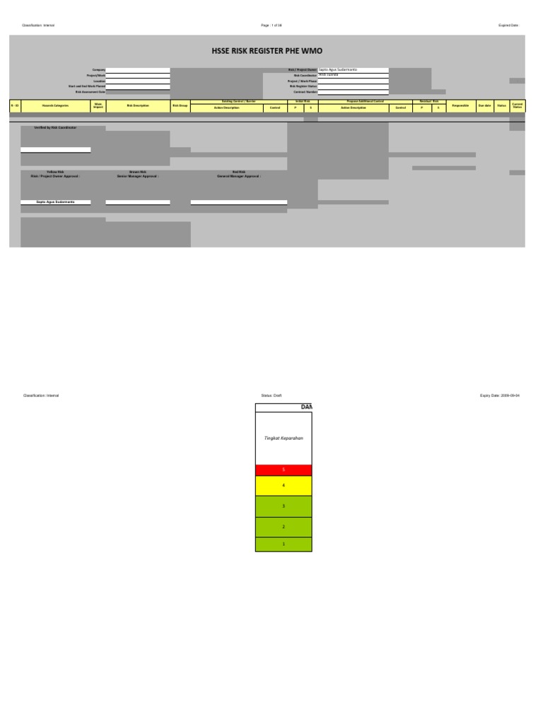 HSSE Risk Register V4 | PDF | Waste | Water