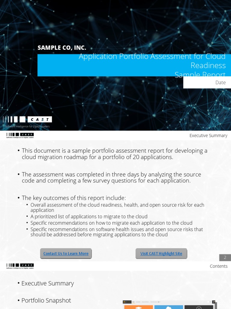 Application Portfolio Assessment For Cloud Readiness Sample Report ...