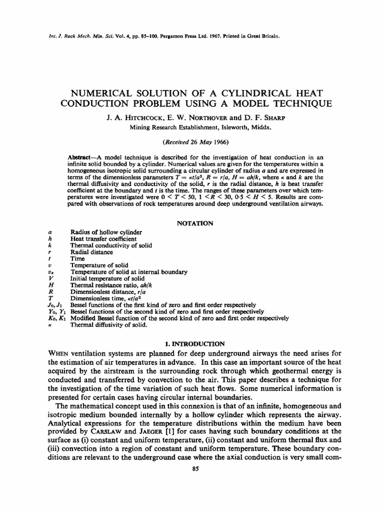 Numerical Solution Of A Cylindrical Heat Conduction Problem Using A