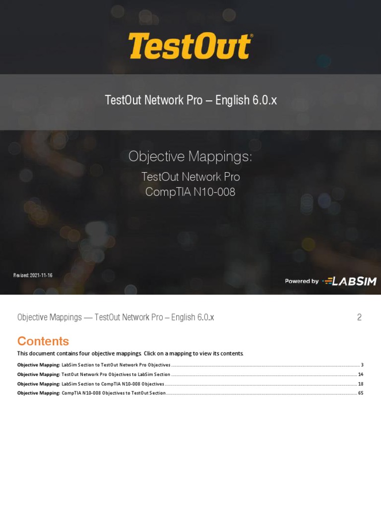 Objective Mappings Testout Network Pro Enus 6 0 X Pdf Cisco Certifications Computer 