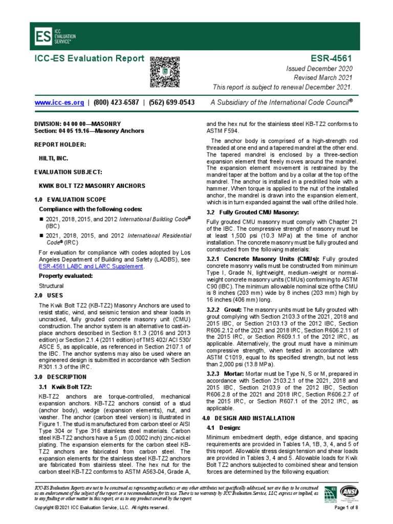 ICC-ES Evaluation Report ESR-4561: - (800) 423-6587 - (562) 699-0543 A ...