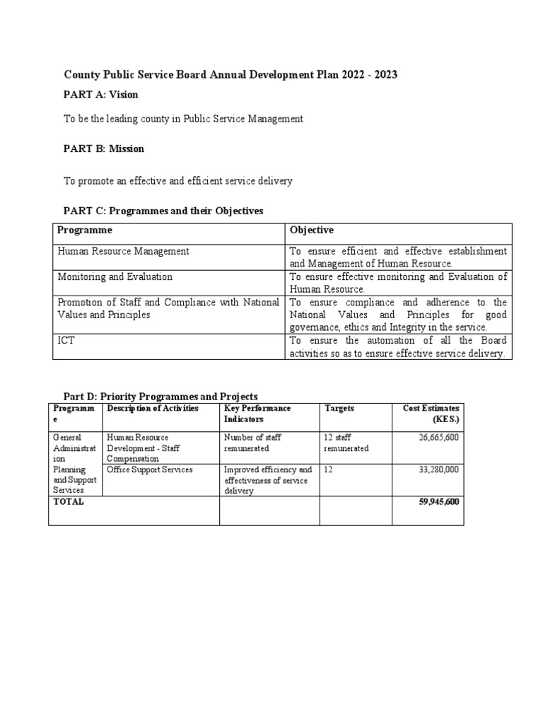 Annual Development Plan 2022-2023 | PDF