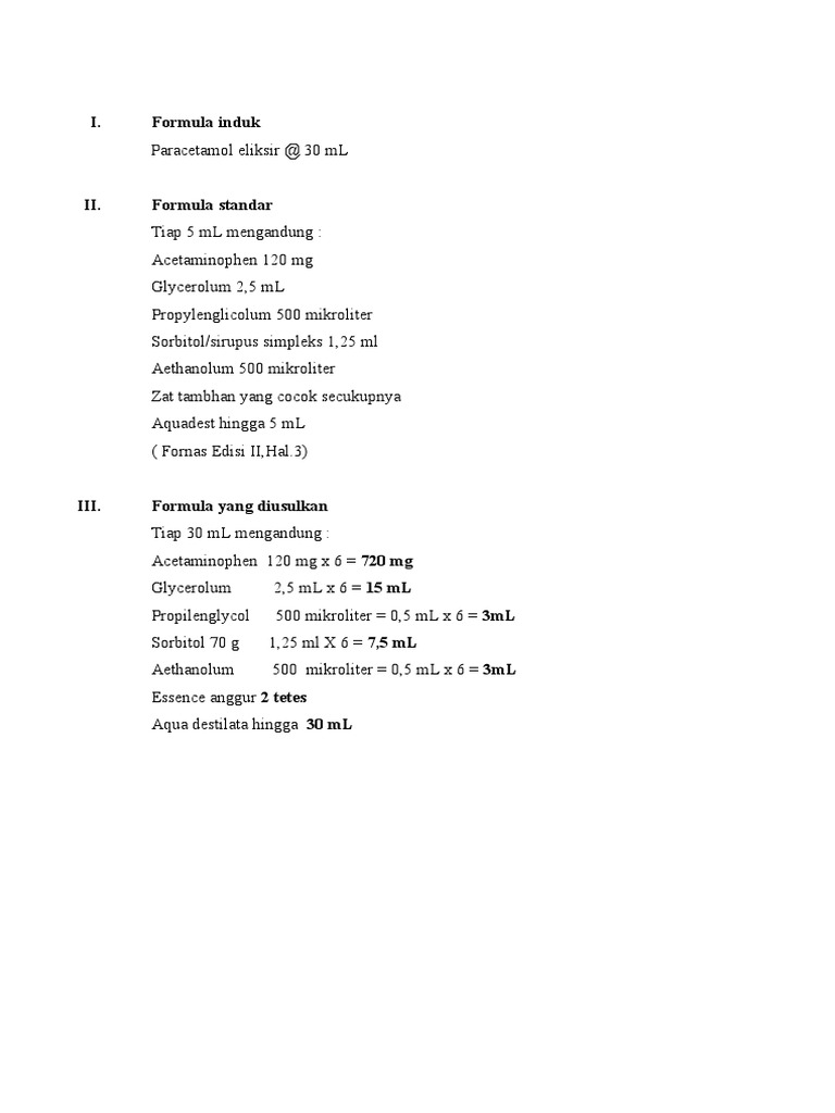 Eliksir Paracetamol | PDF