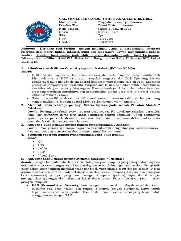 Uas Teknik Informatika | PDF