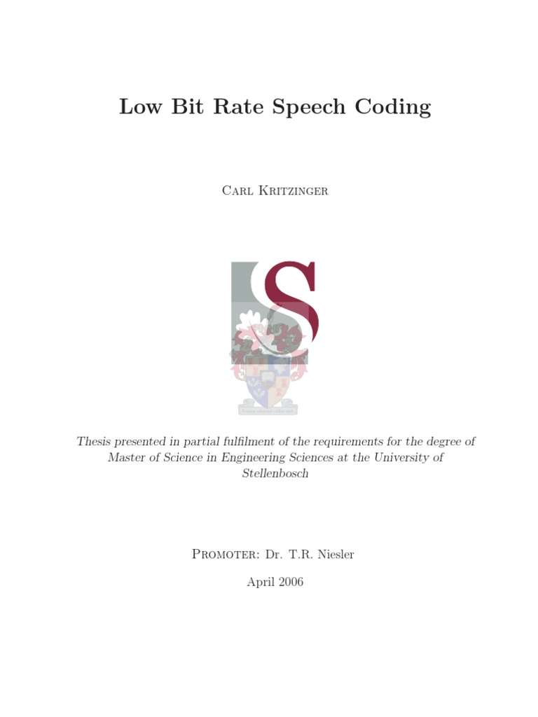 Low Bit Rate Speech Coding | PDF | Data Compression | Data Transmission