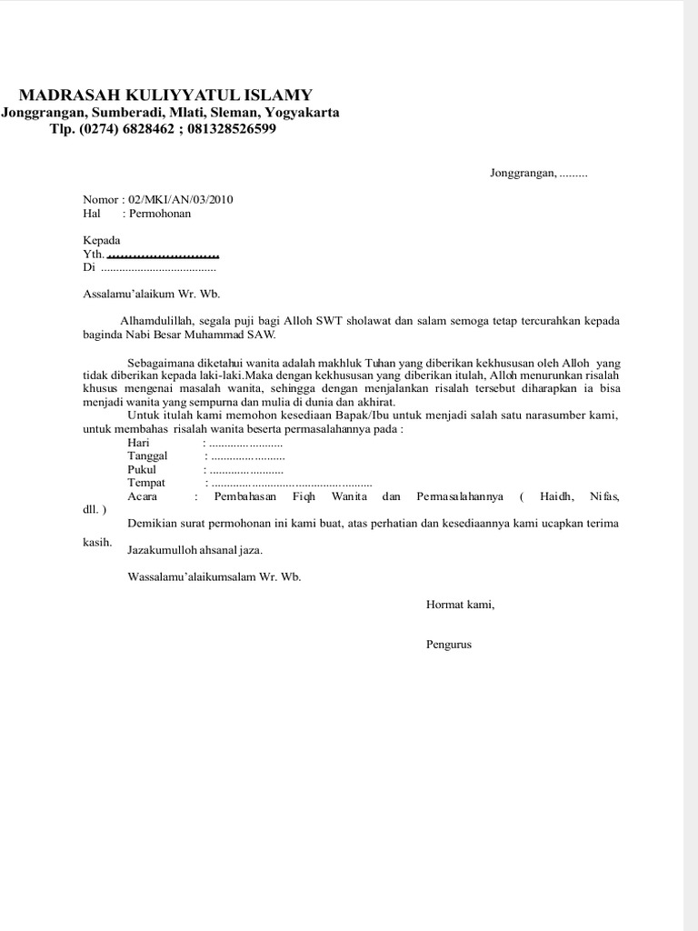 Contoh Surat Ceramah | PDF