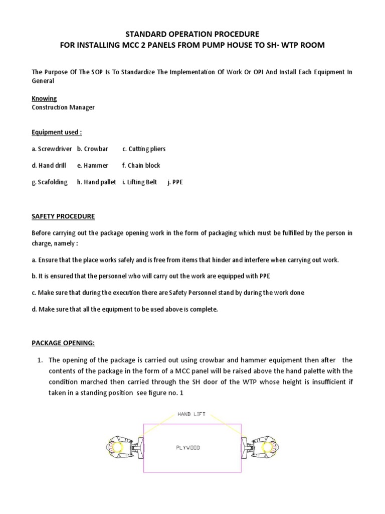 MCC Panel Installation SOP | PDF | Manufactured Goods
