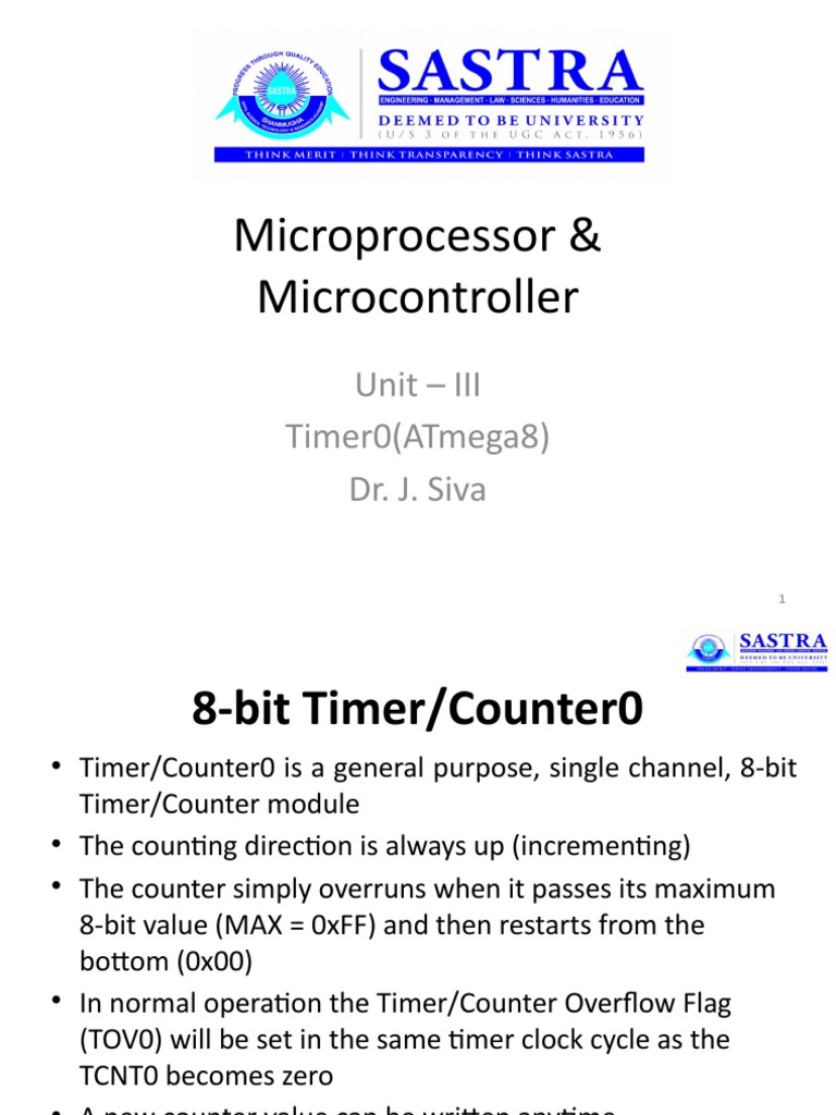 Microprocessor & Microcontroller: Unit - Iii Timer0 (Atmega8) Dr. J. Siva | PDF