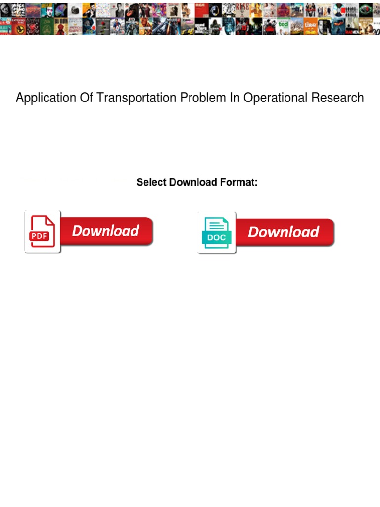 Application of Transportation Problem in Operational Research | PDF ...