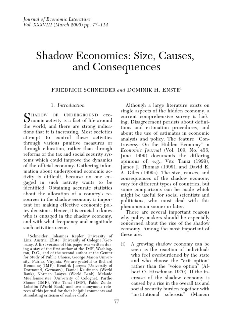Understanding Shadow Economies | PDF | Taxes | Labour Economics