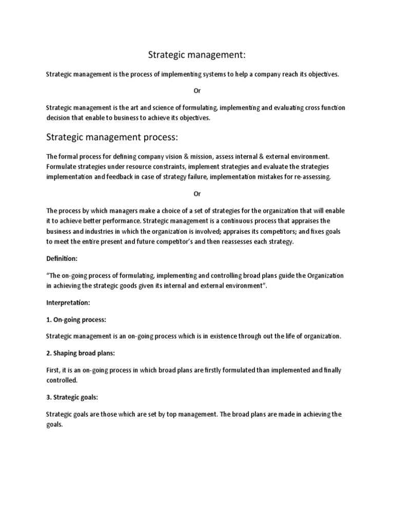 Strategic Management Process | PDF | Strategic Management | Strategic ...