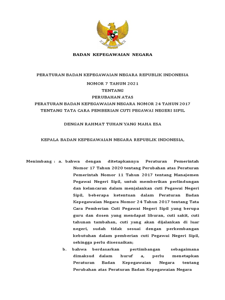 Revisi Aturan Cuti PNS | PDF