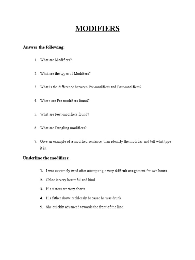 Modifiers | PDF