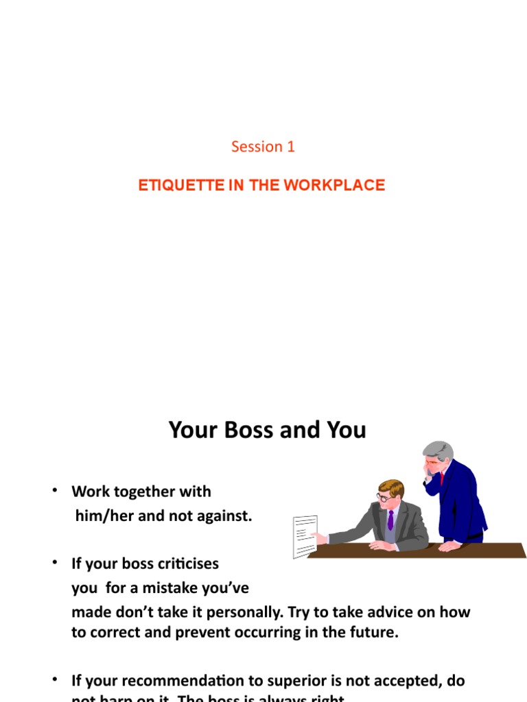 Session 1: Etiquette in The Workplace | PDF | Internship | Job Hunting