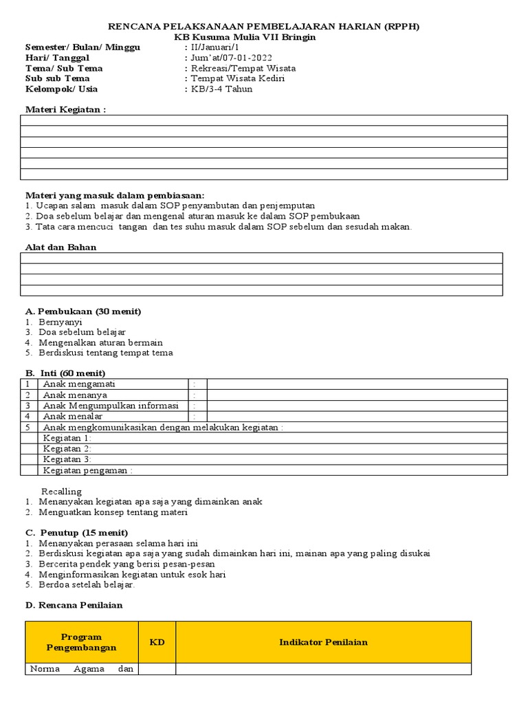 RPPH KB (2) 1.5 | PDF | Karier & Perkembangan