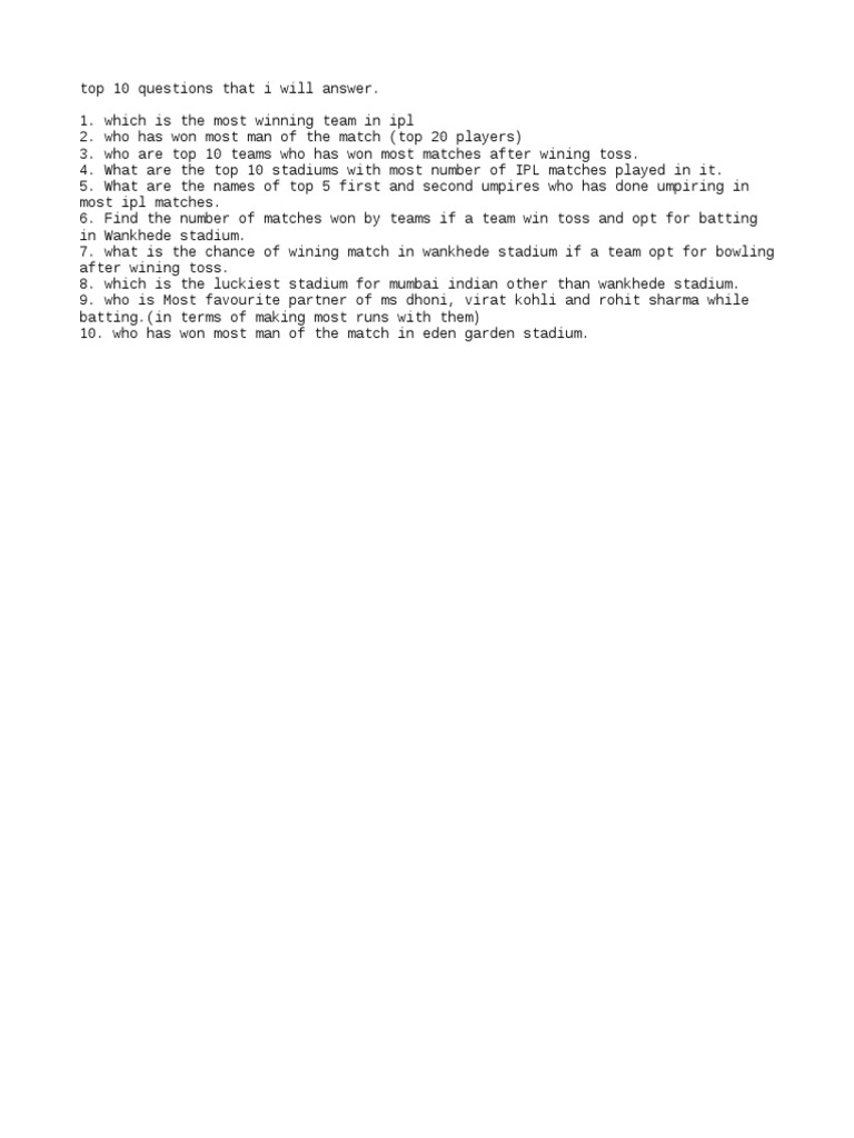 Top 10 Question We Will Answer. | PDF