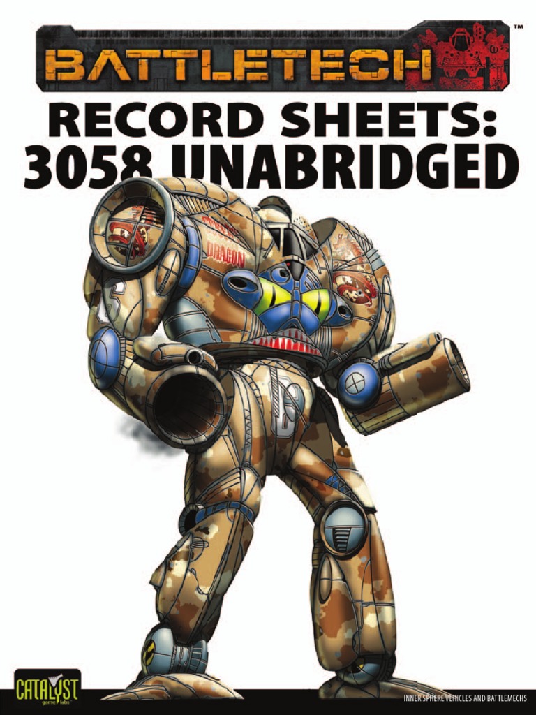 BATTLETECH - Record Sheets 3058 Unabridged - Inner Sphere Vehicles ...