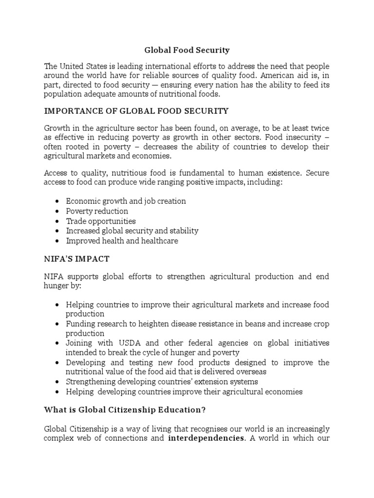 Contemporary World | PDF | Food Security | Foods