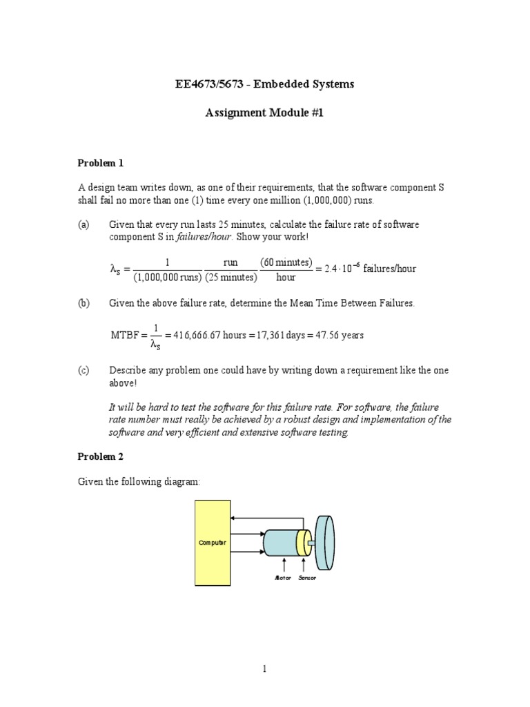 EE4673/5673 - Embedded Systems Assignment Module #1: Problem 1 | PDF | Reliability Engineering ...