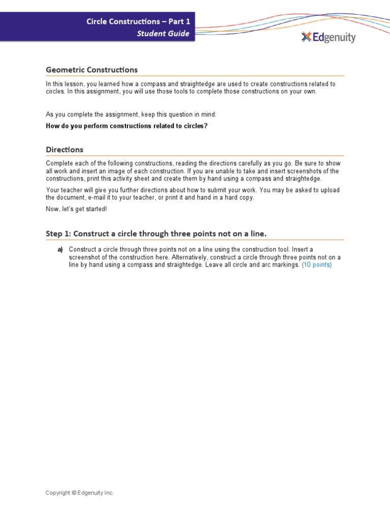 Circle Constructions - Student Guide - Part 1 | PDF | Euclid ...