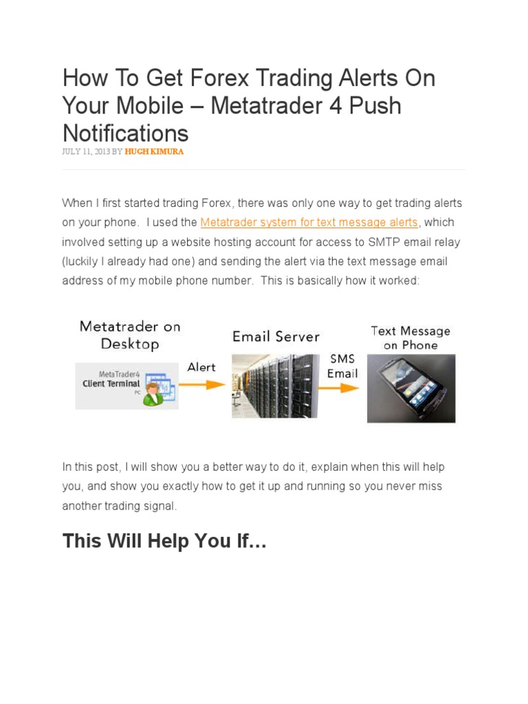 MT4 Forex Alerts: Mobile Push Setup | PDF | Mobile App | Smartphone