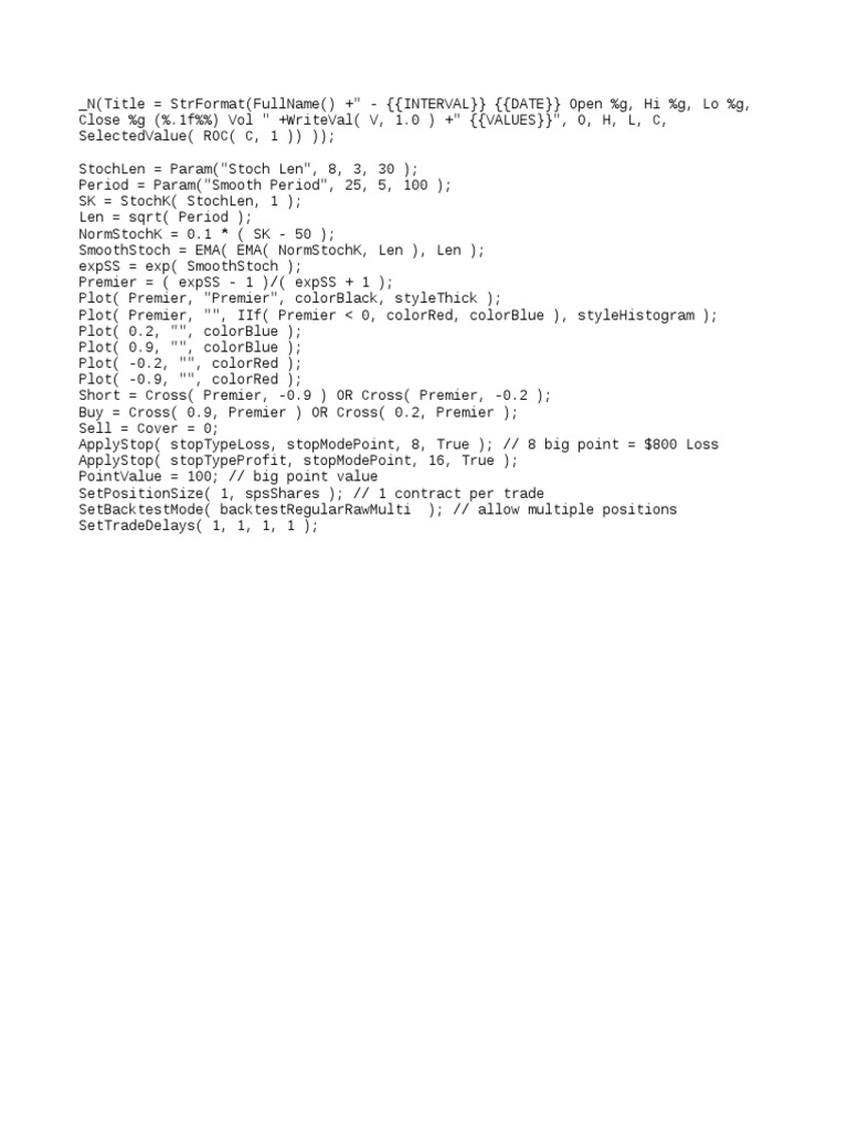 Amibroker AFL Premier Stochastic Oscillator | PDF