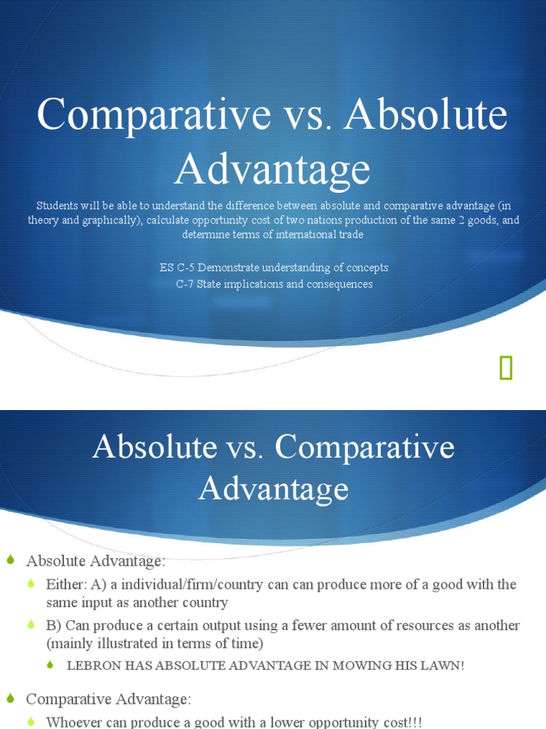 Comparative Vs Absolute Advantage | PDF | Comparative Advantage ...